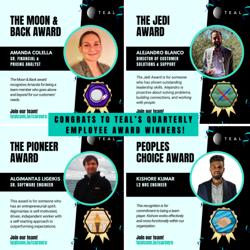 Congrats to TEAL's Quarterly Employee Award Winners - Cellular IoT ...